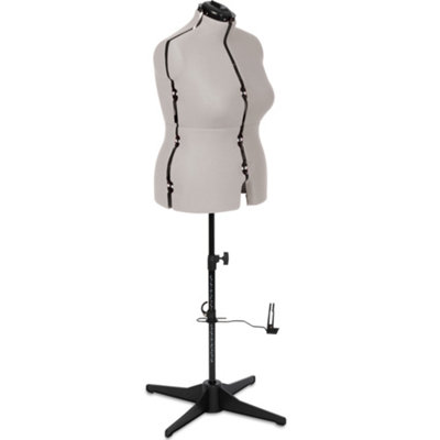 Adjustable Dressmakers Dummy, 8 Part, Plain Grey, Size Large - UK 18-24