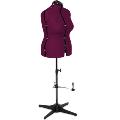 ADJUSTABLE DRESSMAKERS DUMMY, 8 PART, PLAIN WINE, SIZE LARGE - UK 18-24