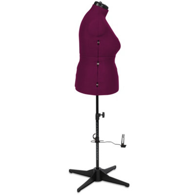 Adjustable Dressmakers Dummy, 8 Part, Plain Wine, Size Large - UK 18-24