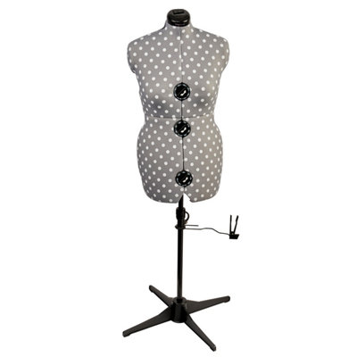 Adjustable Dressmakers Dummy UK 16-20 Grey Polka Dot