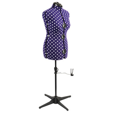 Adjustable Dressmakers Dummy UK 16-20 Purple Polka Dot