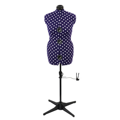 Adjustable Dressmakers Dummy UK 16-20 Purple Polka Dot