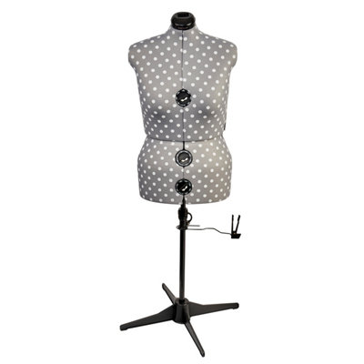 Adjustable Dressmakers Dummy UK 20-22 Grey Polka Dot