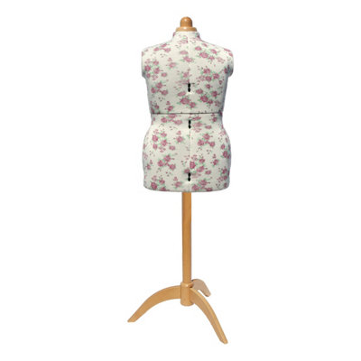 Adjustable Dressmakers Dummy - Wooden Stand Large 20-22 Rosebuds