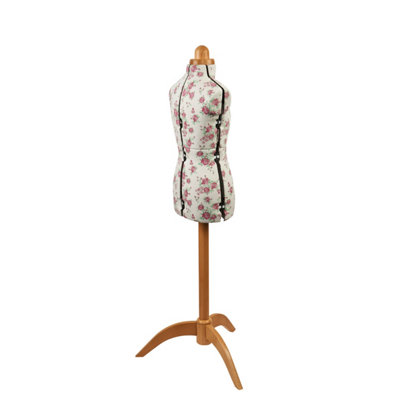 Adjustable Dressmakers Dummy - Wooden Stand Petite 6-10 Rosebuds