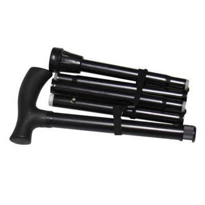 Adjustable Folding Walking Stick Cane (Collapsible Ergonomic Handle Hiking)
