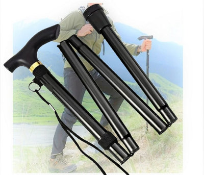 Adjustable Folding Walking Stick Portable Light Aluminium 93cm