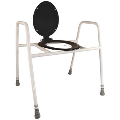Adjustable Free Standing Raised Toilet Frame with Lid for Enhanced Comfort