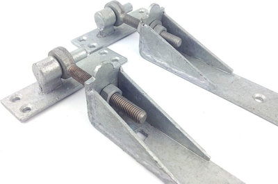 Adjustable Gate Hinges Pair 350mm 14" Galvanised Heavy Duty Hook and ...