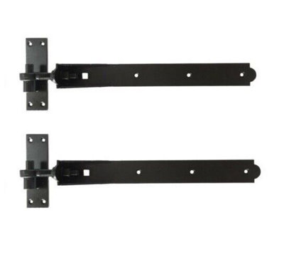 Adjustable Gate Hinges Pair 760mm 30" Black Heavy Duty Hook and Band Stable