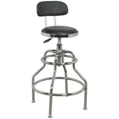 ADJUSTABLE HEAVY-DUTY PNEUMATIC WORKSHOP STOOL WITH BACK REST
