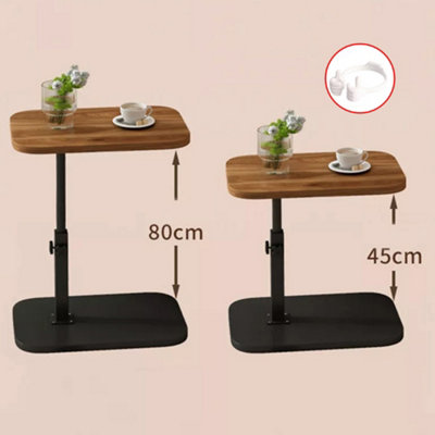 Adjustable Height C-Shaped Side Table for Sofa, Bed & Laptop - Walnut ...