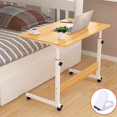 Adjustable Height Laptop Table Desk with Wheels - Portable Bedside Sofa ...