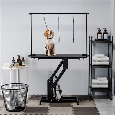 Adjustable Hydraulic Animal Pet Dog Grooming Table 3 Grooming Loops Arm ...