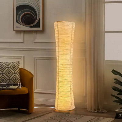 Adjustable LED Floor Lamp with Three-Color Paper Lampshade for Bedroom ...