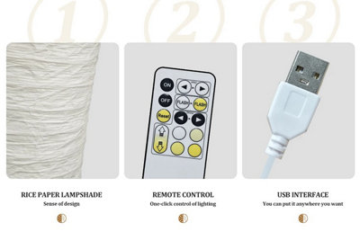 Adjustable LED Floor Lamp with Three-Color Paper Lampshade for Bedroom ...