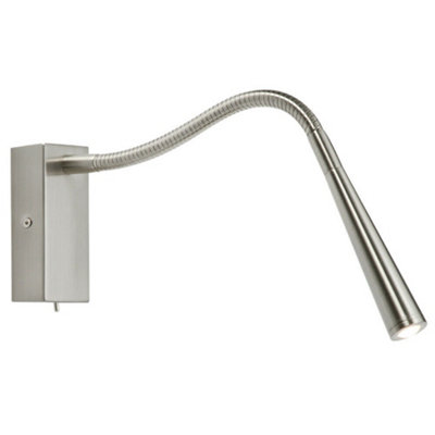 Adjustable LED Wall Light Warm White Brushed Chrome Flexible Bedside ...