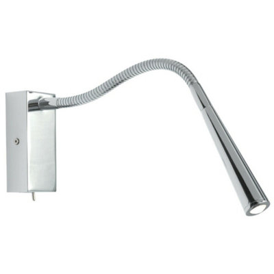 Adjustable LED Wall Light Warm White Chrome Flexible Bedside Reading ...