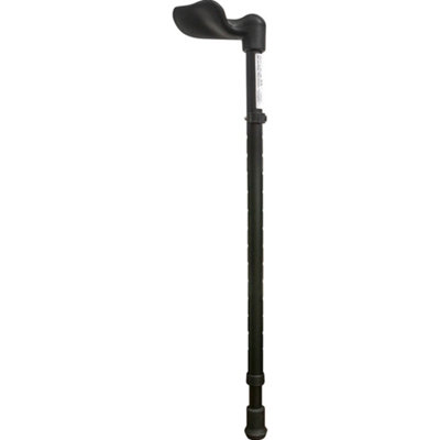 ADJUSTABLE LEFT HANDED ERGONOMIC WALKING STICK - TELESCOPIC MATT BLACK ...