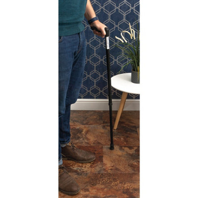ADJUSTABLE LEFT HANDED ERGONOMIC WALKING STICK - TELESCOPIC MATT BLACK ...