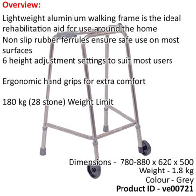 Adjustable Lightweight Aluminium Walking Frame with Wheels for Enhanced ...