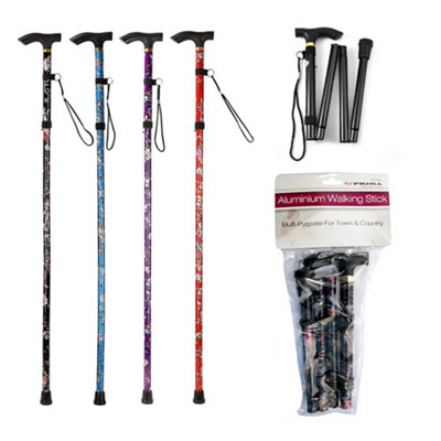 Adjustable Lightweight Easy Fold Aluminium Walking Stick Cane Light ...