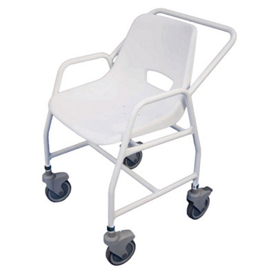 Adjustable Mobile Shower Chair with Casters - 2 Brake Design for Safety ...