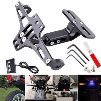 Adjustable Motorcycle Tail Tidy Licence Plate Holder Bracket with LED Light