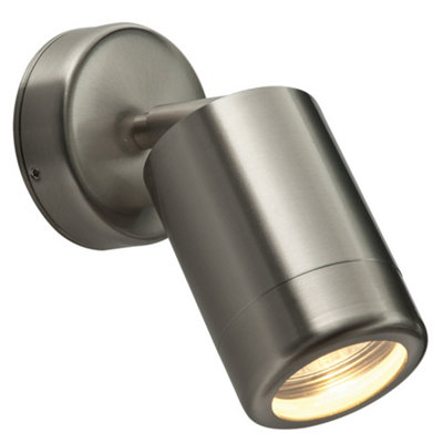 Adjustable Outdoor IP65 Wall Spotlight - 7W LED GU10 - Brushed ...