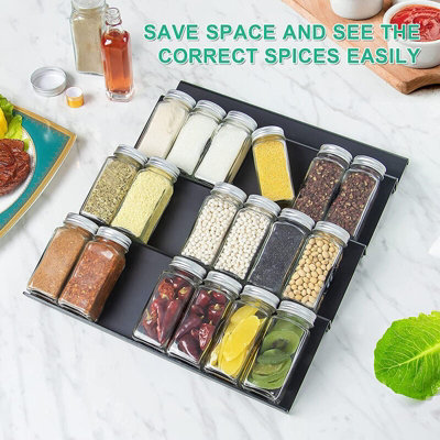 Adjustable Plastic Spice Rack Drawer Storage Insert 24 Spice Organizers ...