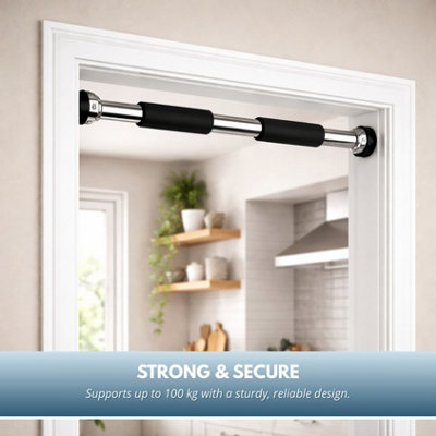 Adjustable Pull Up Bar for Doorway - Gym Workout Equipment with Chrome ...