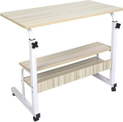 Adjustable Rolling Laptop Desk Portable Overbed Table with Lockable ...