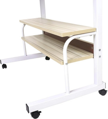 Adjustable Rolling Laptop Desk Portable Overbed Table with Lockable ...