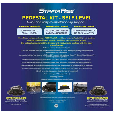 ADJUSTABLE SELF LEVELLING PEDESTAL KIT FOR DECKING JOIST SUPPORTS, 41 ...