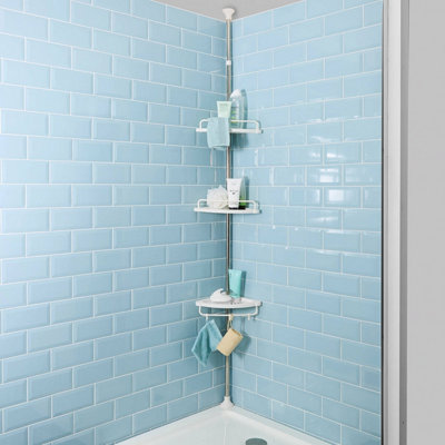 Adjustable Shower Corner Shelf, 3 Tier, Twist and Lock, Space Saving ...