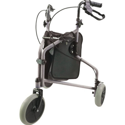Adjustable Silver Steel Tri-Walker with Three Wheels - 115kg Capacity ...