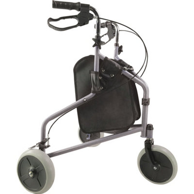 Adjustable Silver Steel Tri-Walker with Three Wheels - 115kg Capacity ...