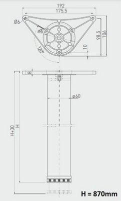 Adjustable table, worktop leg 60 x870 - black