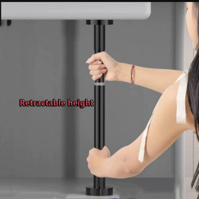 Adjustable Telescopic Pole No Drill1.9m Extendable Hanging Rod Bathroom ...