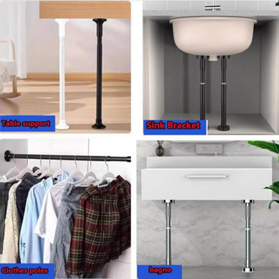 Adjustable Telescopic Pole No Drill1.9m Extendable Hanging Rod Bathroom ...