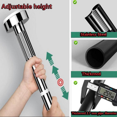 Adjustable Telescopic Pole No Drill1.9m Extendable Hanging Rod Bathroom ...