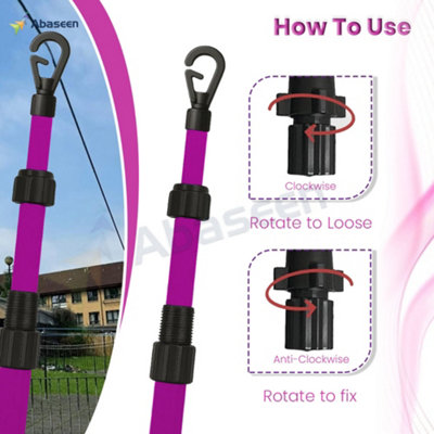 Adjustable Washing Line Prop Pole, Multi-Colored, 6-Pack, Heavy Duty ...