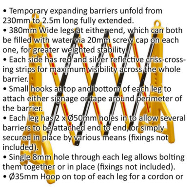 ADJUSTABLE WIDTH PLASTIC BARRIER - 230MM TO 2500MM PORTABLE SAFETY SOLUTION