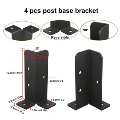 Adjustable Wood Fence Pergola Post Support Holder Clamp Base Brackets ...