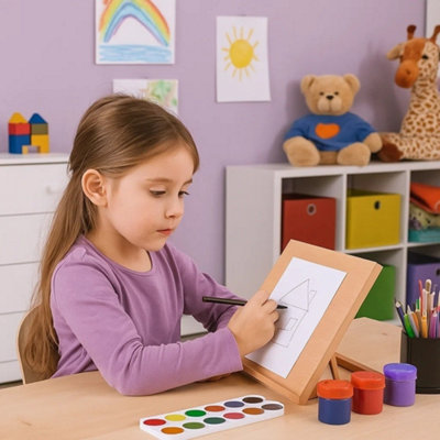 Adjustable Wooden Artist & Craft Workstation Drawing Board Table Easel Desk