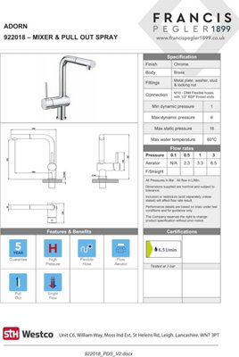 Adorn Kitchen Mixer Tap with Pull-Out Spray - Chrome - Single Lever ...