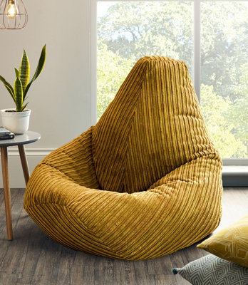 Adult Highback Beanbag Jumbo Cord Bean bags Ready filled Mustard