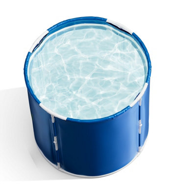 Adult Navy Blue Folding Soaking Bathtub With Cushion