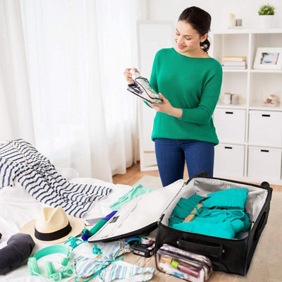 Aerolite Lightweight 4 Wheel Carry On Hand Cabin Luggage Suitcase Black ...