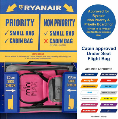 Aerolite MiniMAX Cabin Hand Luggage, Single 40x20x25cm 20L Trolley ...